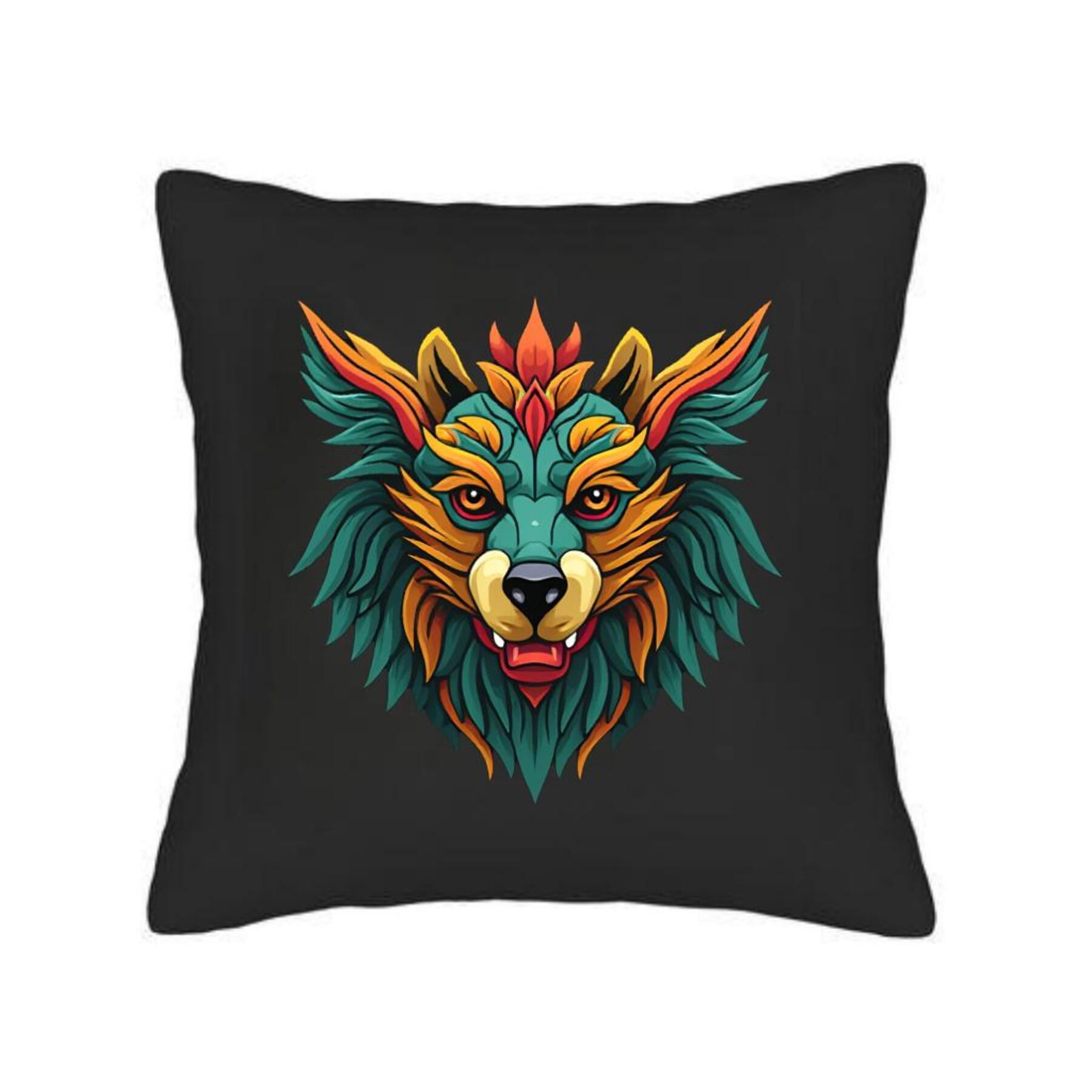 Set of 2 18x18 Decorative Throw Pillow Covers - Vibrant Stylized Wolf ...