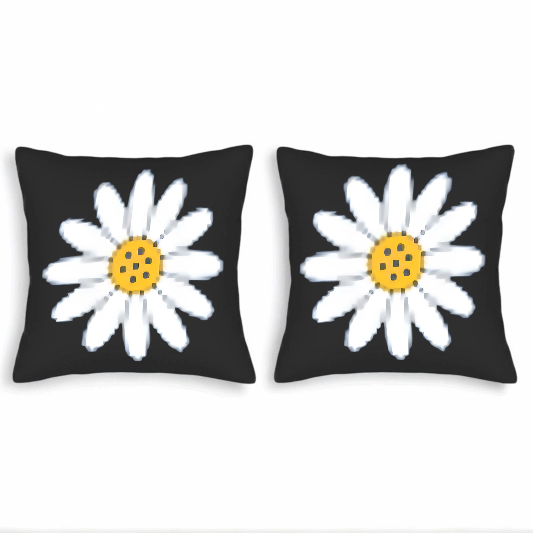 Set of 2 18x18in Throw Pillow Covers - Black Background with Pixelated ...