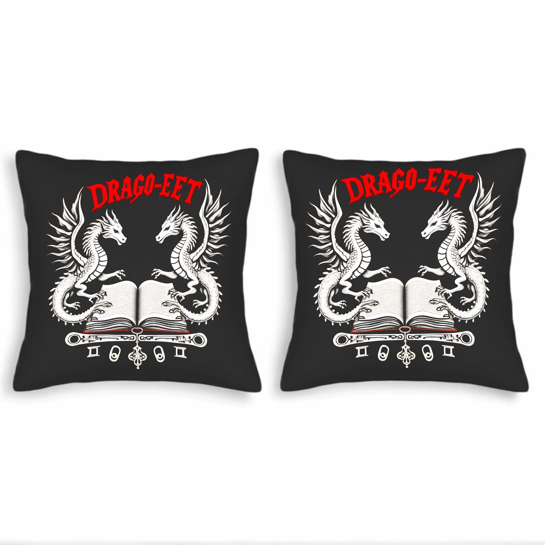 Set of 2 18x18in Throw Pillow Covers - Black Background with White ...