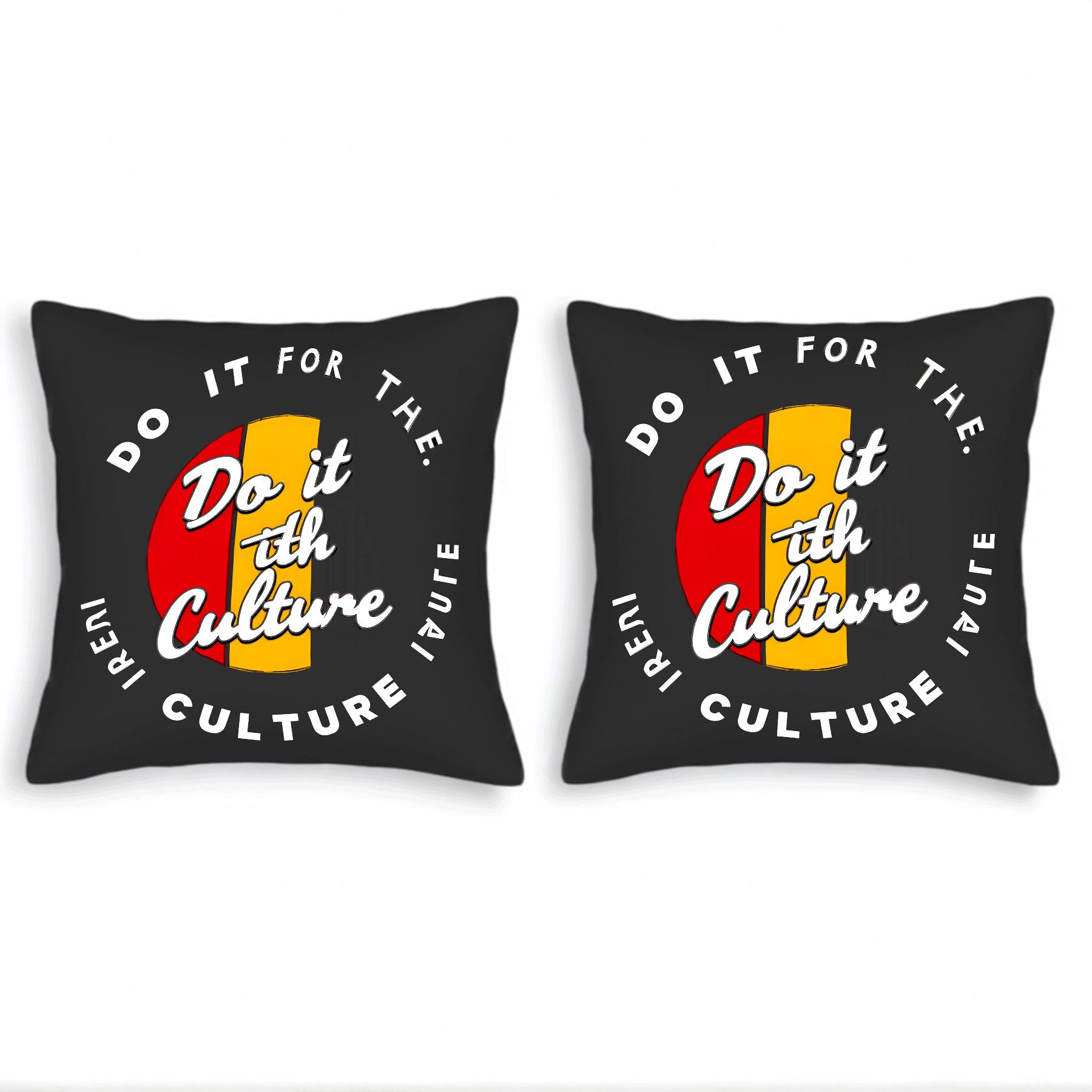 Set of 2 18x18in Throw Pillow Covers - Bold Black with Circular Red ...