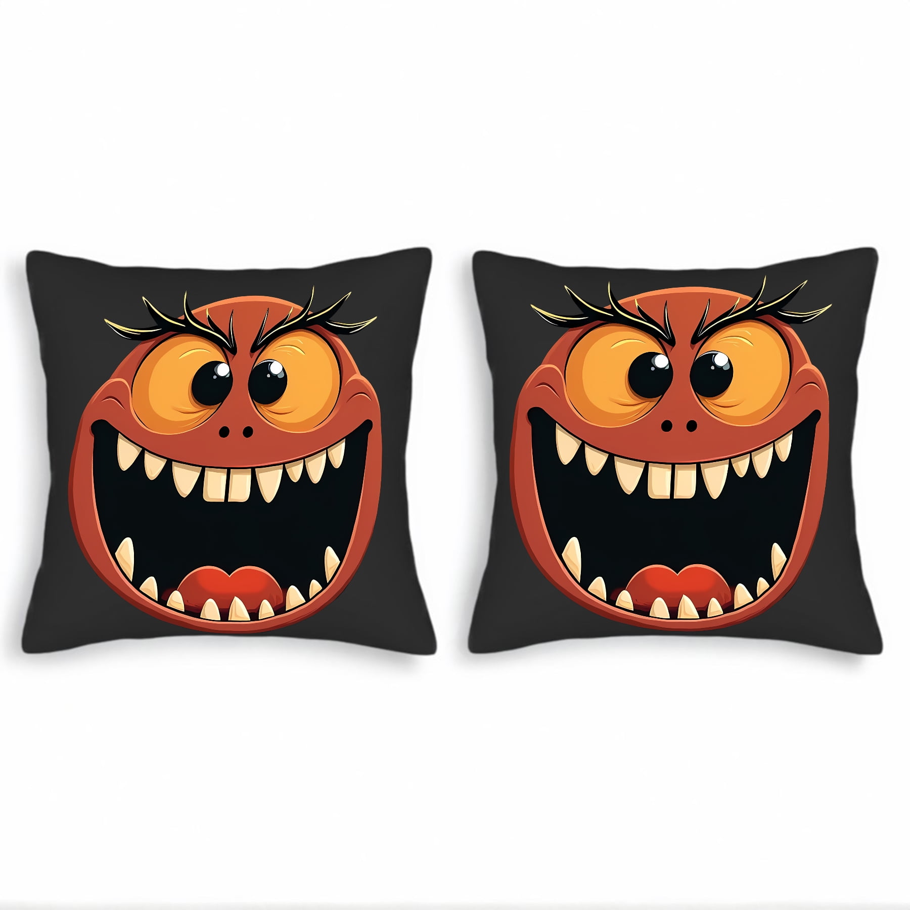 Set of 2 18x18in Throw Pillow Covers - Cartoonish Red Creature Design ...
