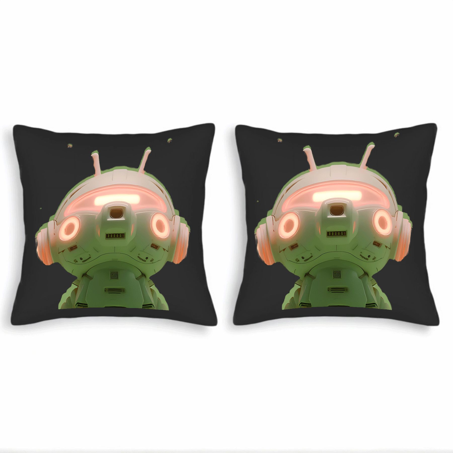 Set of 2 18x18in Throw Pillow Covers - Futuristic Robot Design with ...