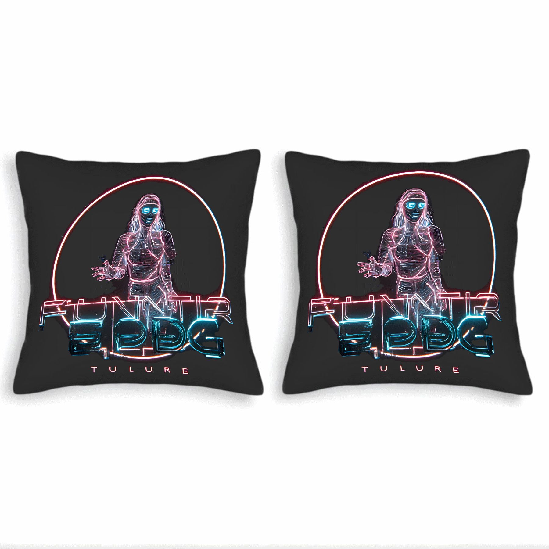 Set of 2 18x18in Throw Pillow Covers - Neon Futuristic Design with ...
