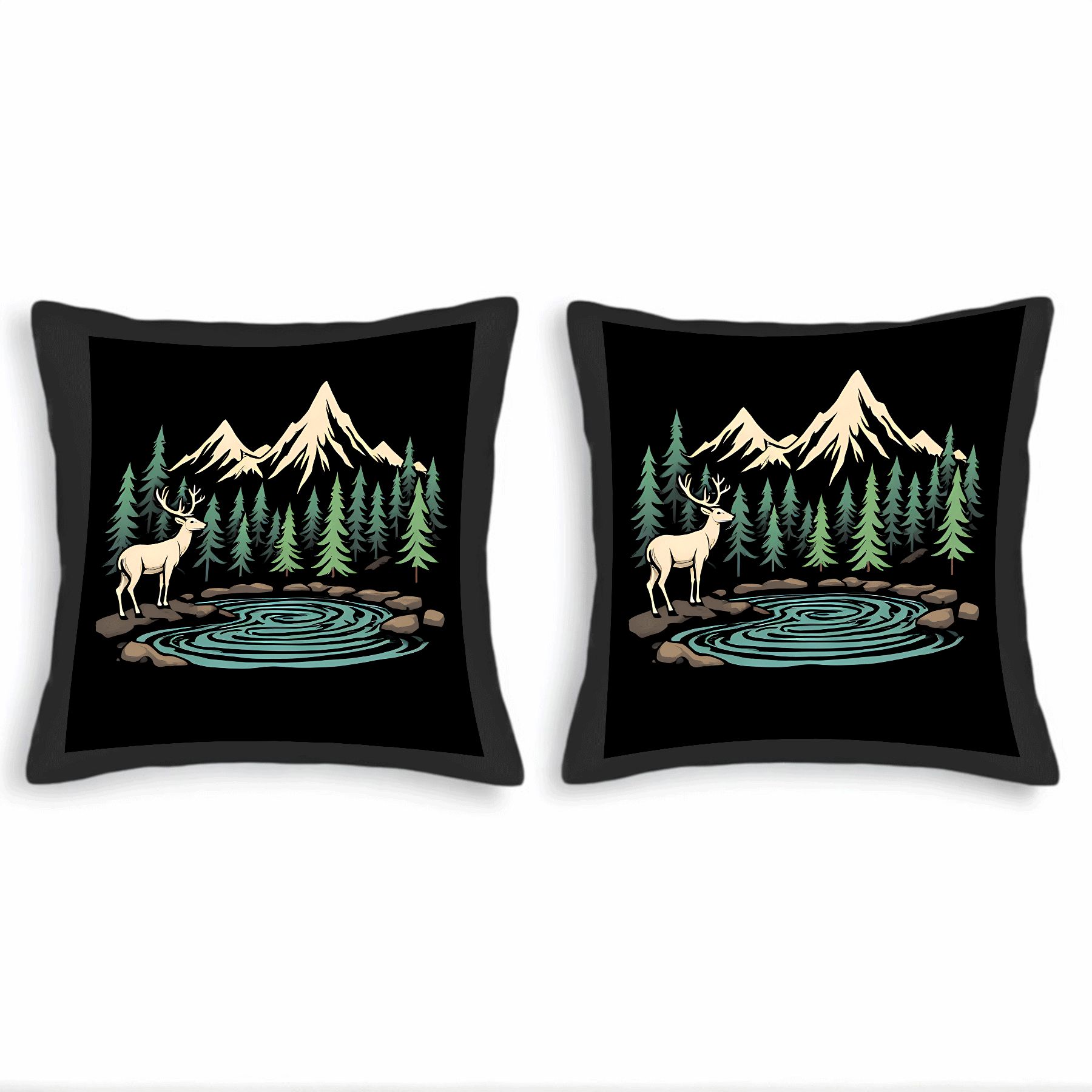 Set of 2 18x18in Throw Pillow Covers - Serene Forest Scene with ...