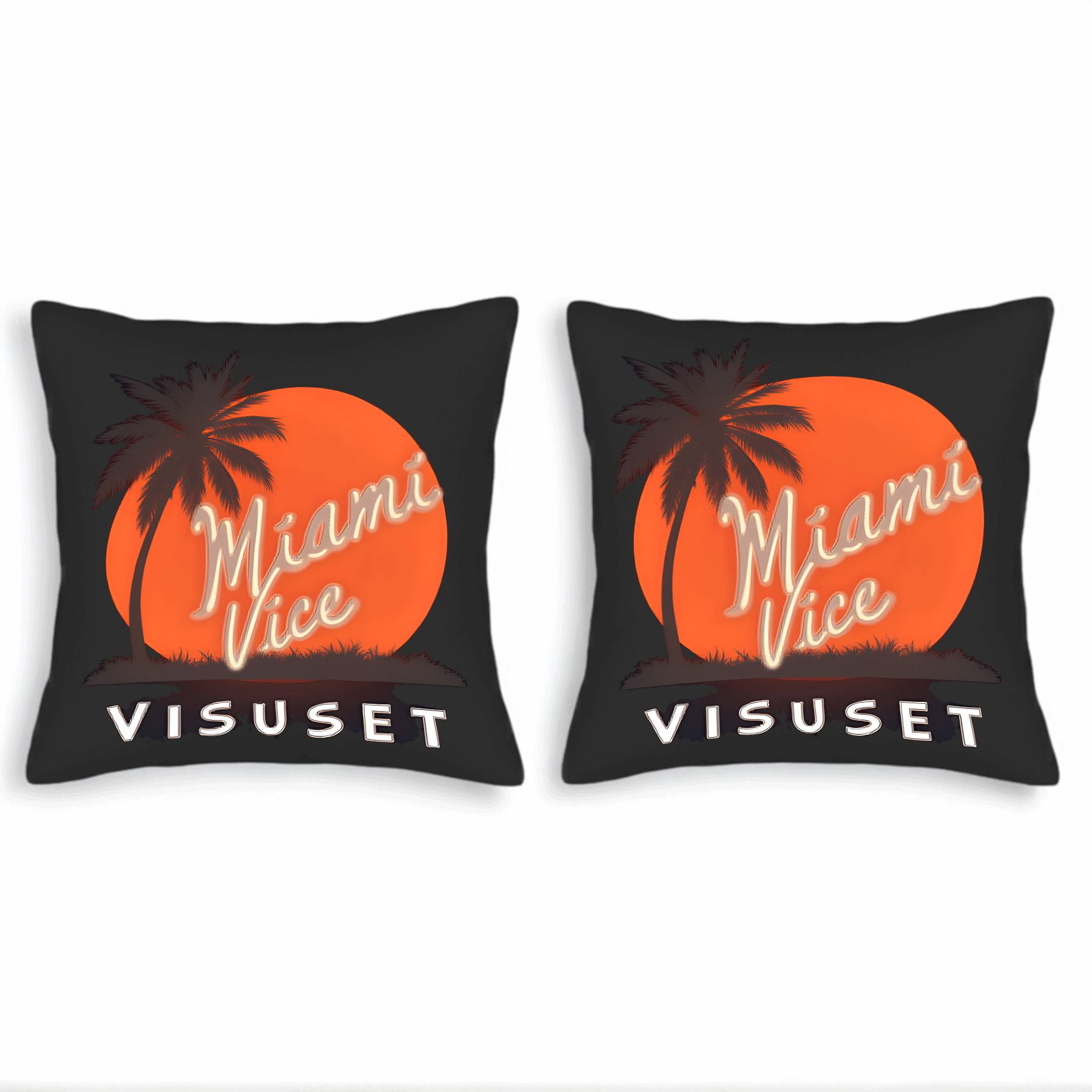 Set of 2 18x18in Throw Pillow Covers - Tropical Miami Vice Design with ...