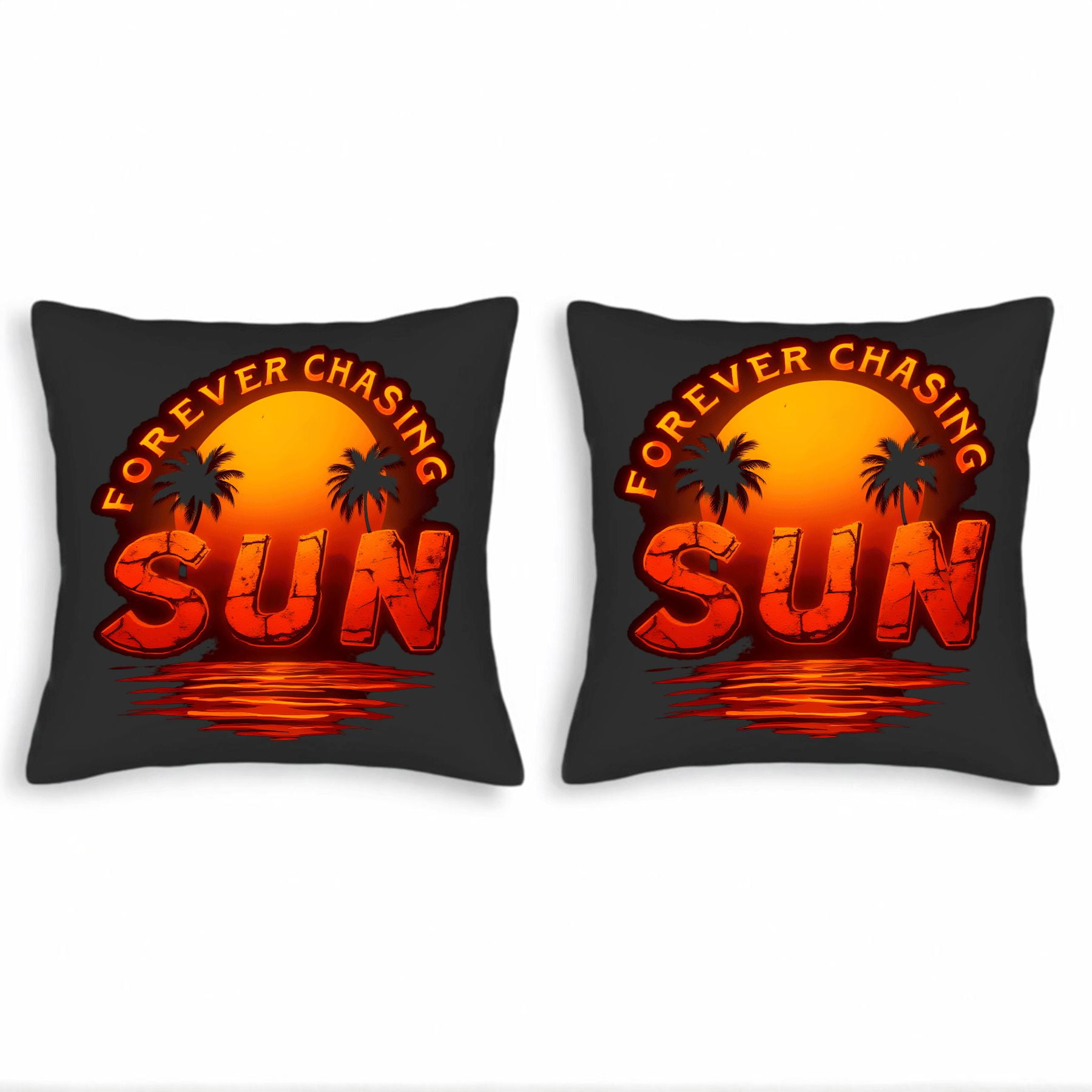 Set of 2 18x18in Throw Pillow Covers - Tropical Sunset Design with ...
