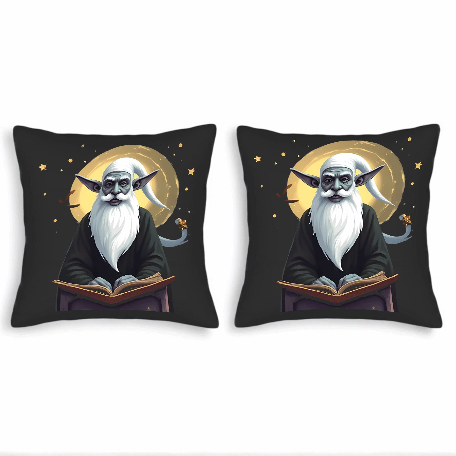 Set of 2 18x18in Throw Pillow Covers - Whimsical Wizard Design with ...