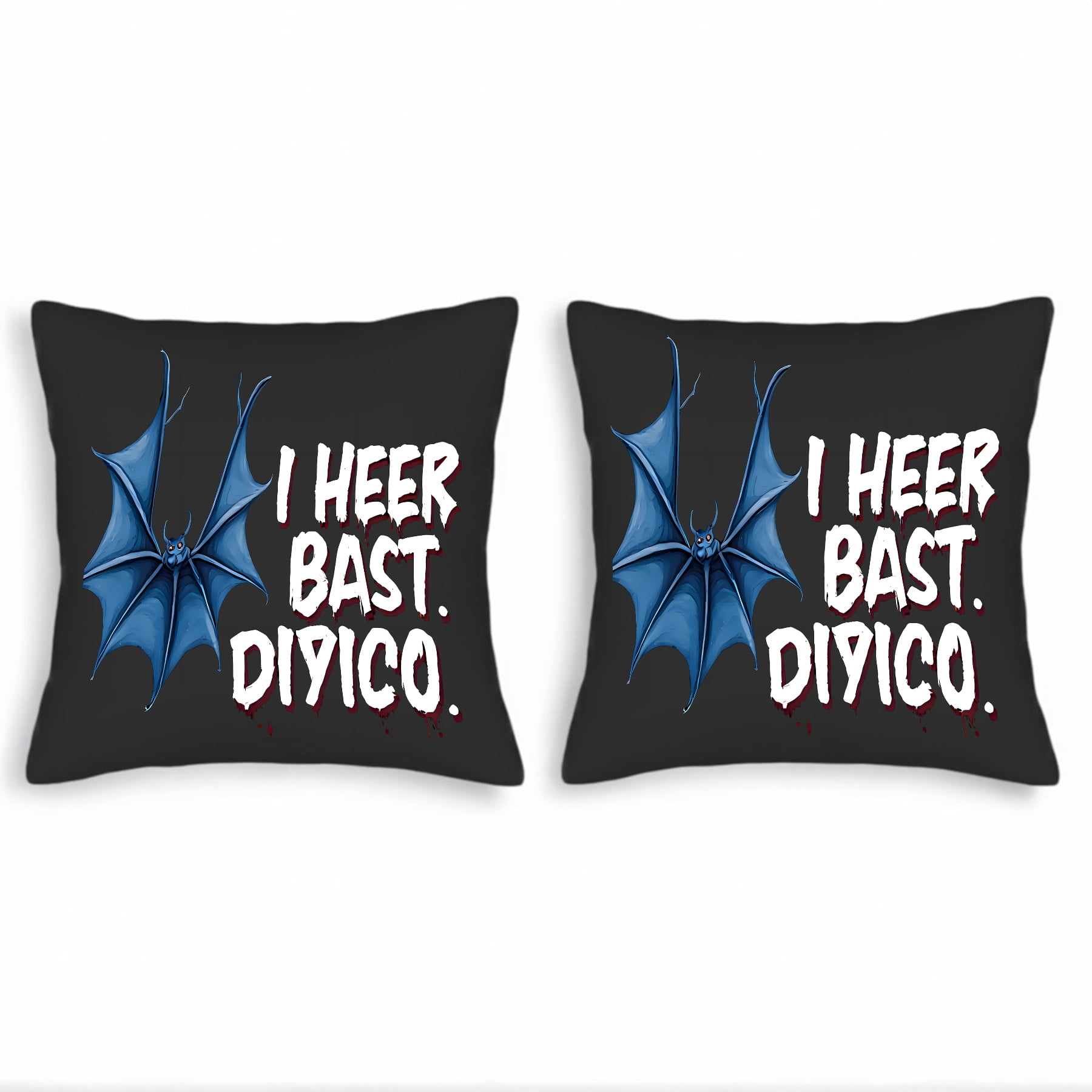 Set of 2 18x18in Throw Pillow Covers with Cartoon Blue Bat Design and ...