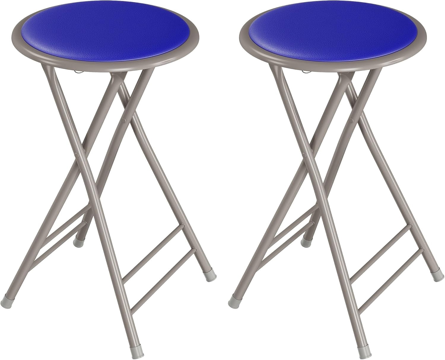 Set of 2 - 24" Padded Folding Stools - 225lb Capacity Portable Stools ...
