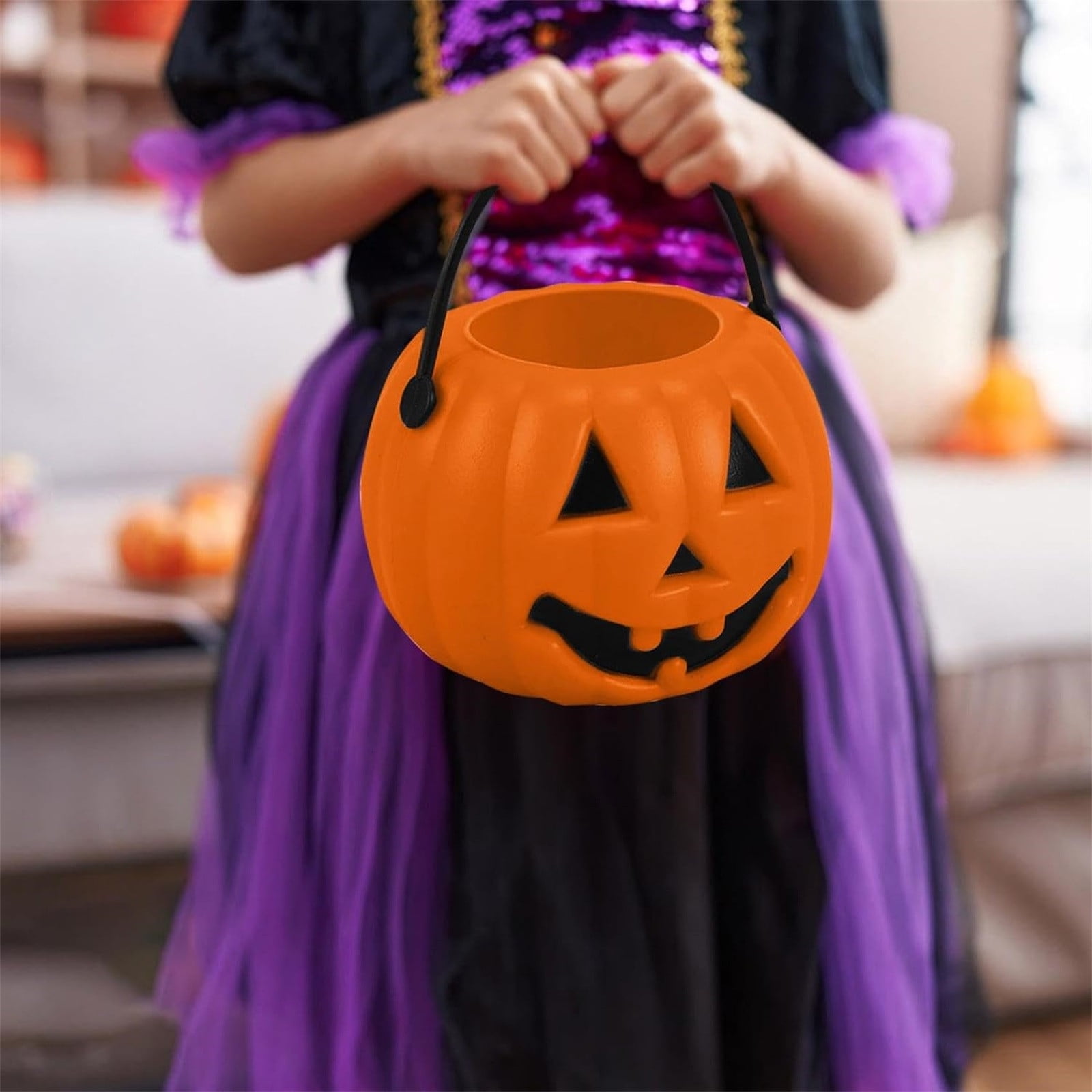1pc Small Halloween Pumpkin Bucket Plastic Candy Bucket for Kids Trick ...