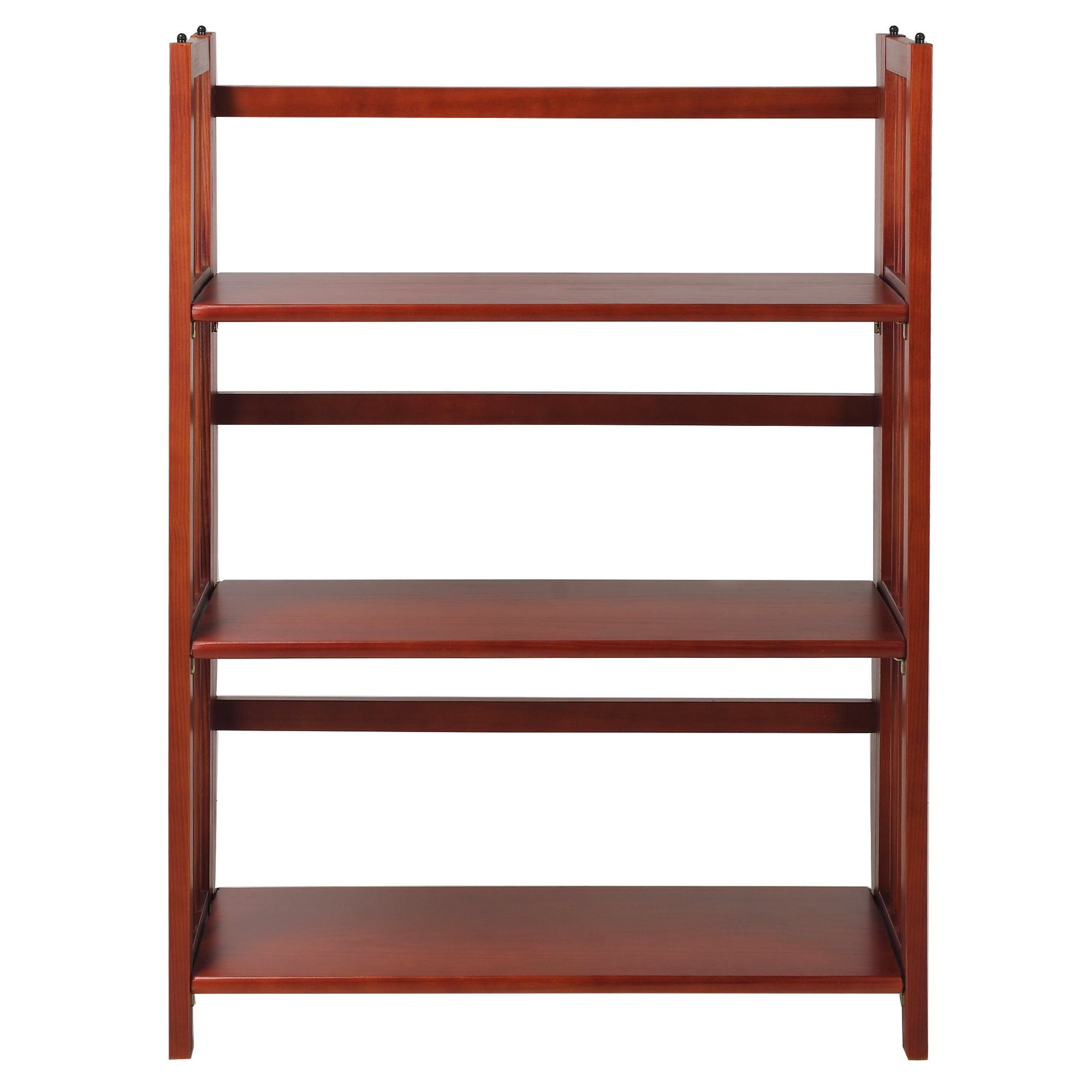 Folding Bookcase - 3-Shelf Stackable - Mahogany - Walmart.com