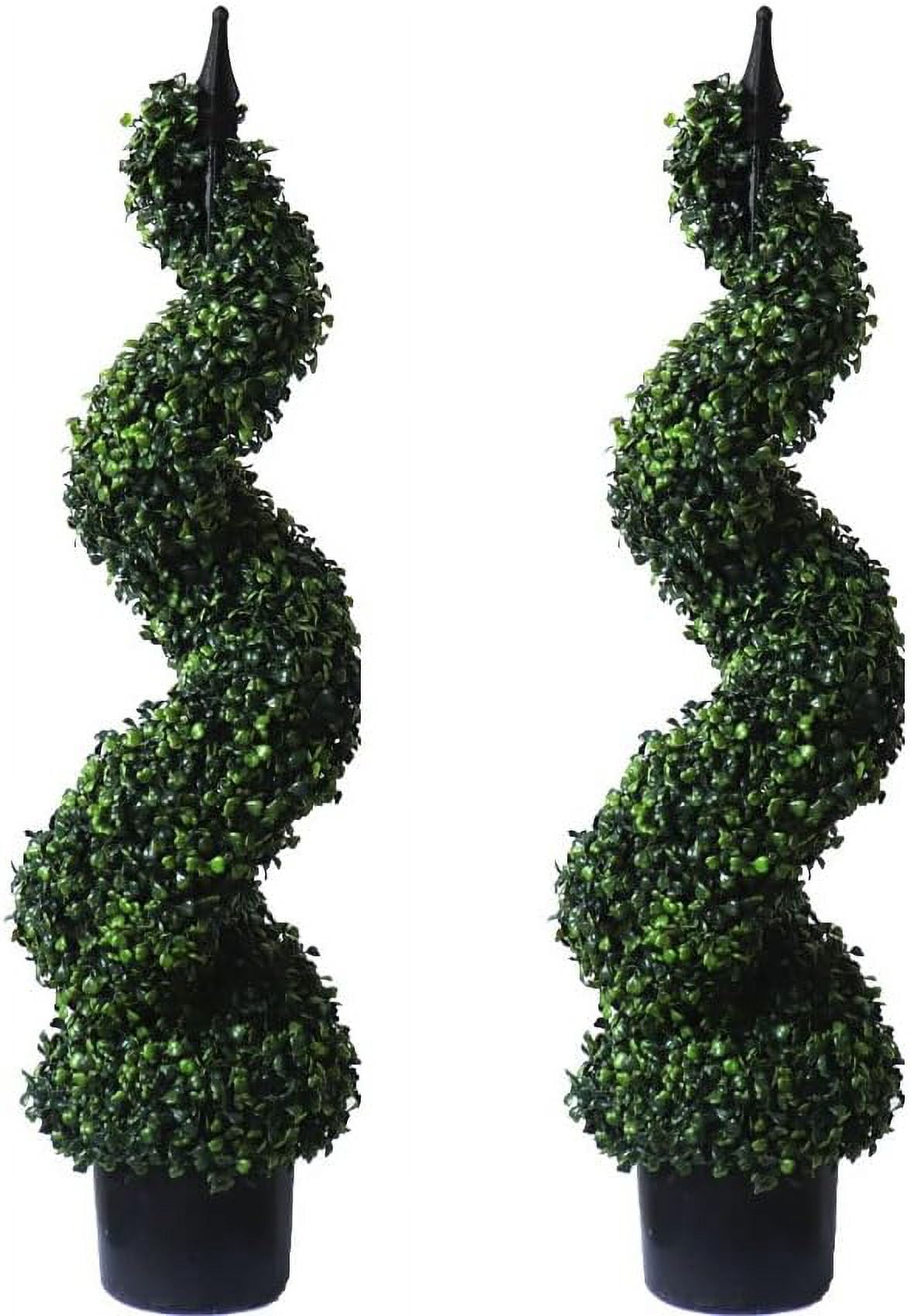 Set of 2 - 36'' Artificial Outdoor Boxwood Plants Topiary Trees for ...