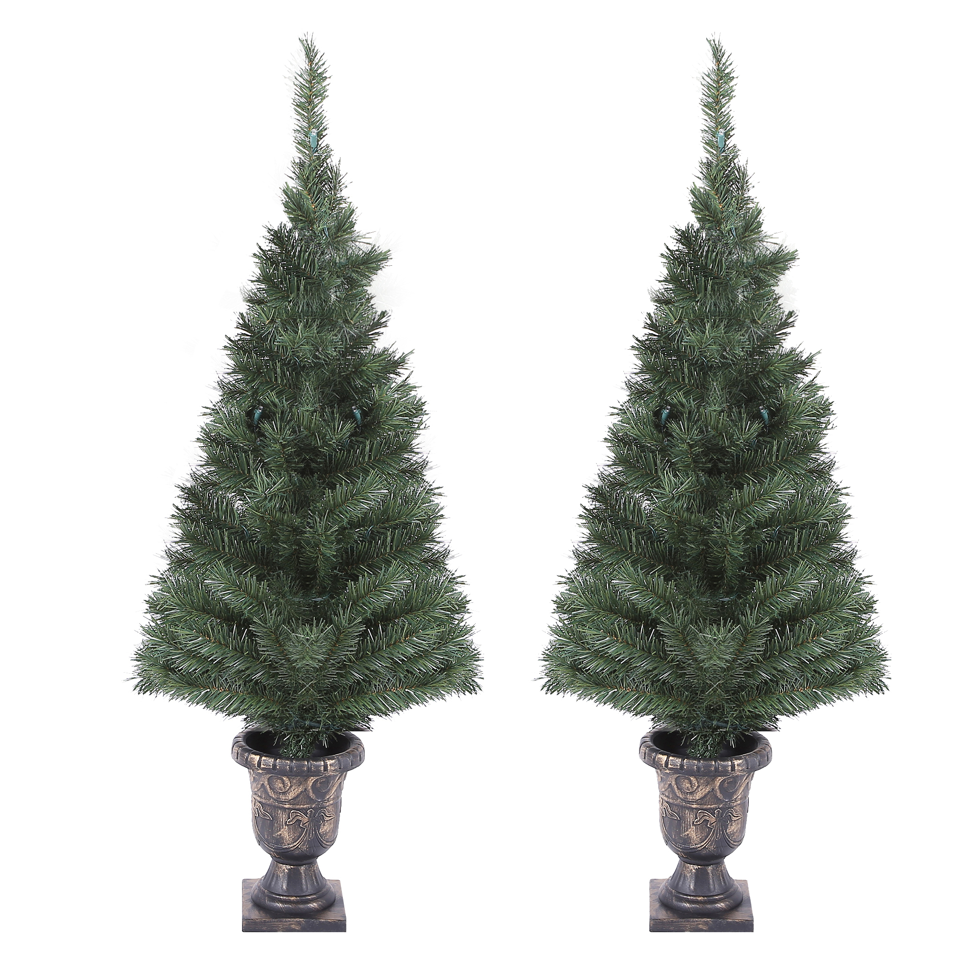 Set of 2 4Ft Pre-Lit LED Artificial Pine Christmas Tree with Urn Pot - Walmart.com