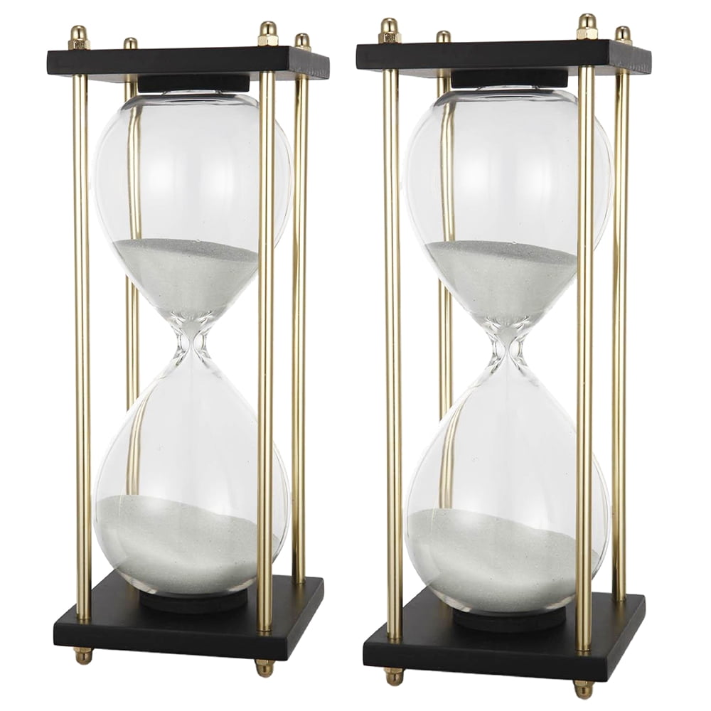 Set of 2, 4x4x9" Hour Glass In Stand (Approx.30Minutes), White ...