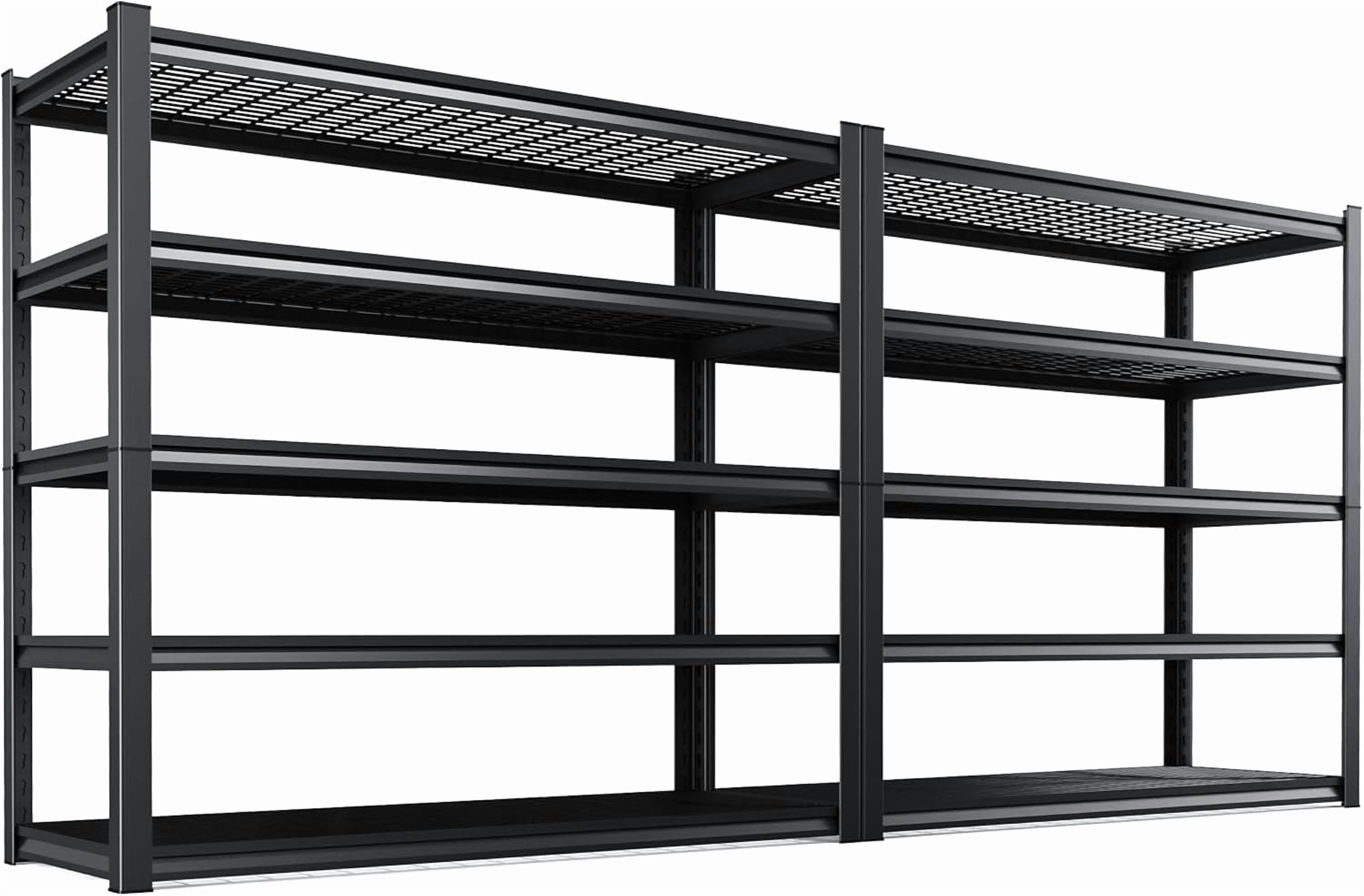 Set of 2 5-Tier Metal Storage Shelves, 72"×59"×20" Adjustable Heavy ...