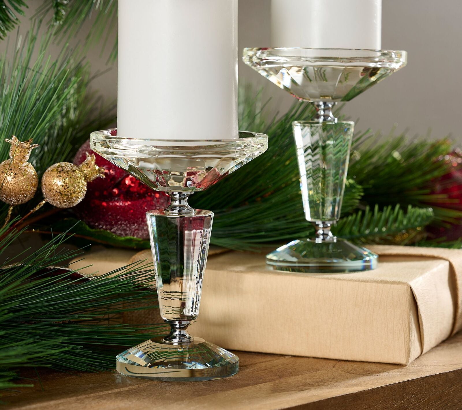 Set of (2) 6" Faceted Glass Pedestals by Valerie in Silver - Walmart.com