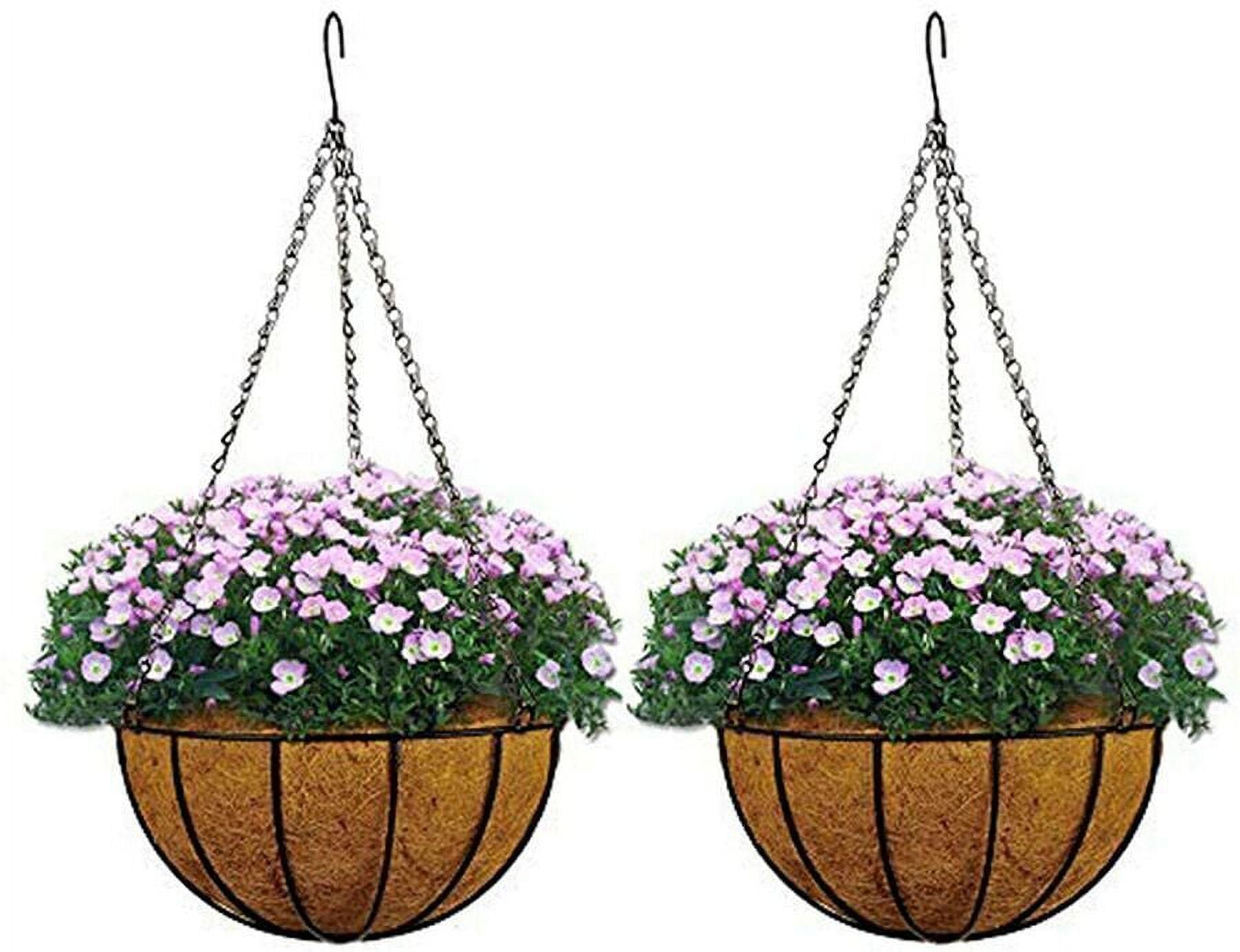 Set of 2 9" Wide Hanging Garden Basket Window Planter Coco Coir Liner ...