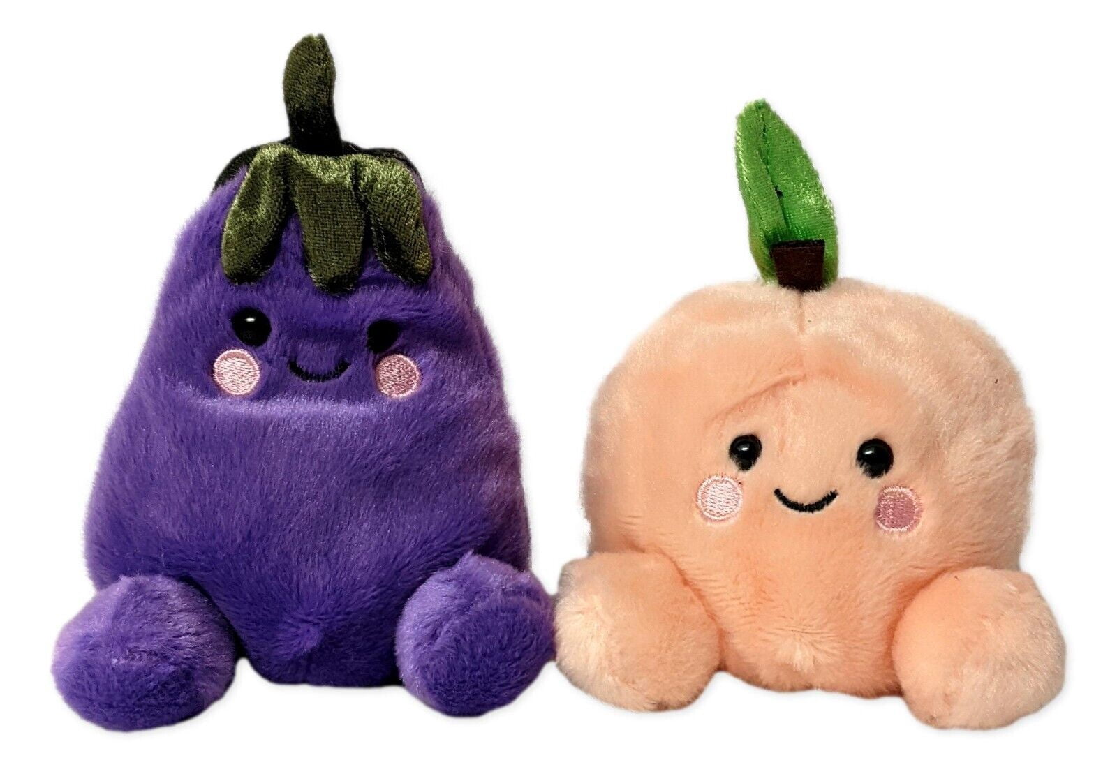 Set of 2 AUBREY EGGPLANT & MELLOW PEACH Palm Pals 5" Stuffed Plush ...