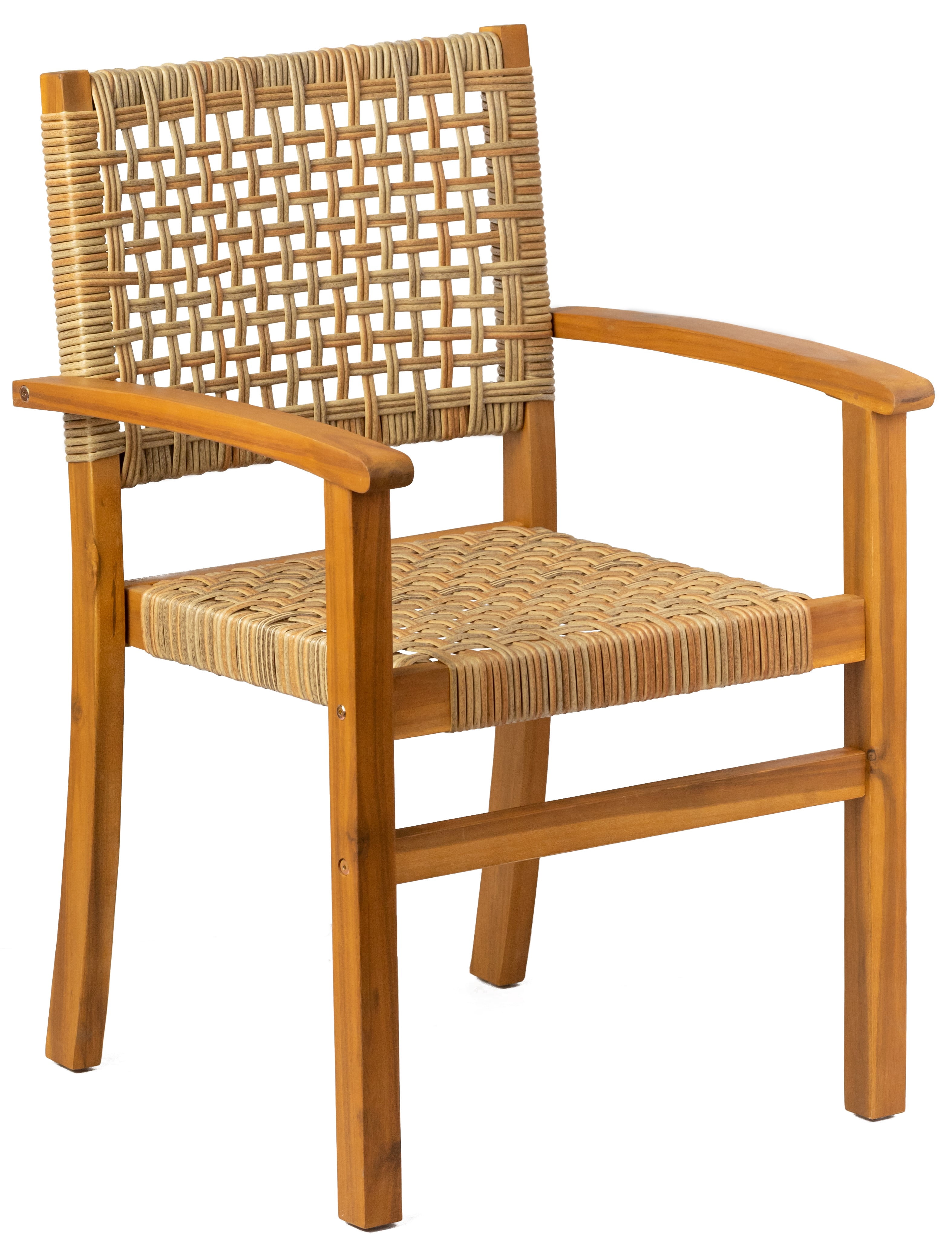 Set of 2 Acacia and Rope Garden Chairs Exotic Boho Outdoor - Walmart.com