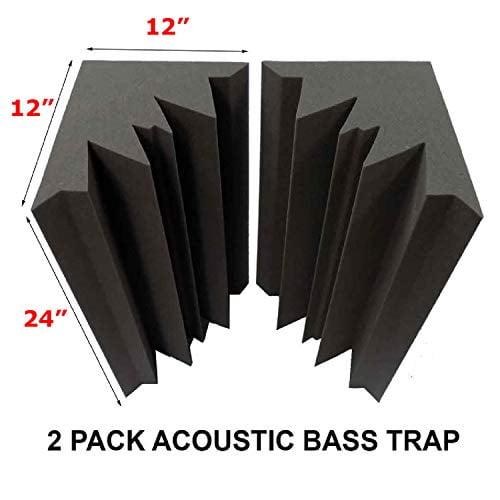 Set of 2 - Acoustic Foam Bass Trap Studio Soundproofing Corner Wall 12 ...