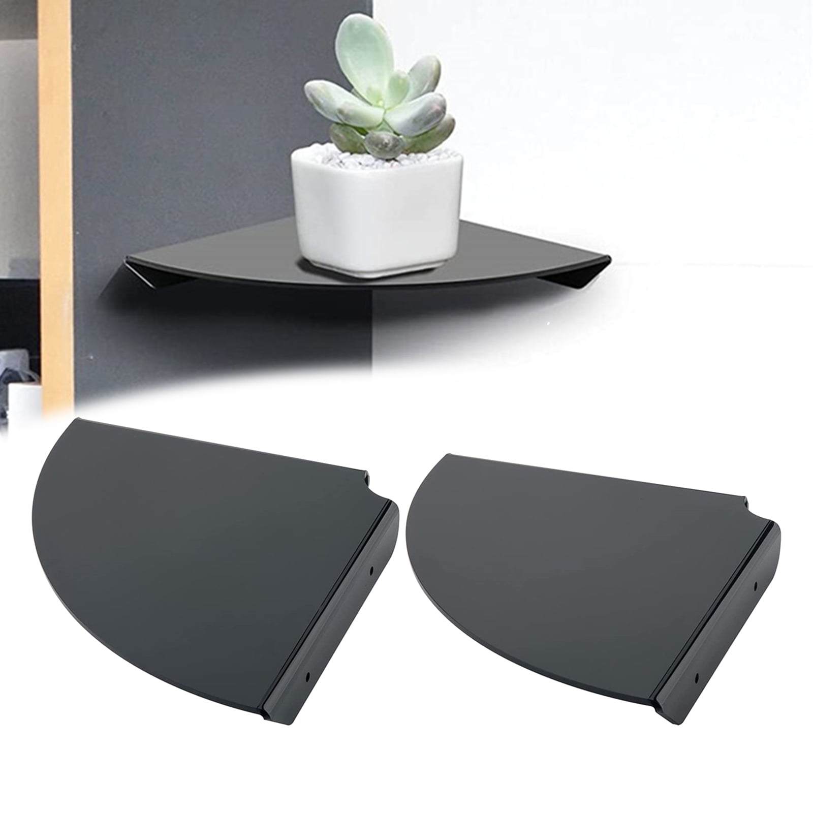 Set of 2 Acrylic Corner Shelves Organizer Wall Mounted Screw - Walmart.com