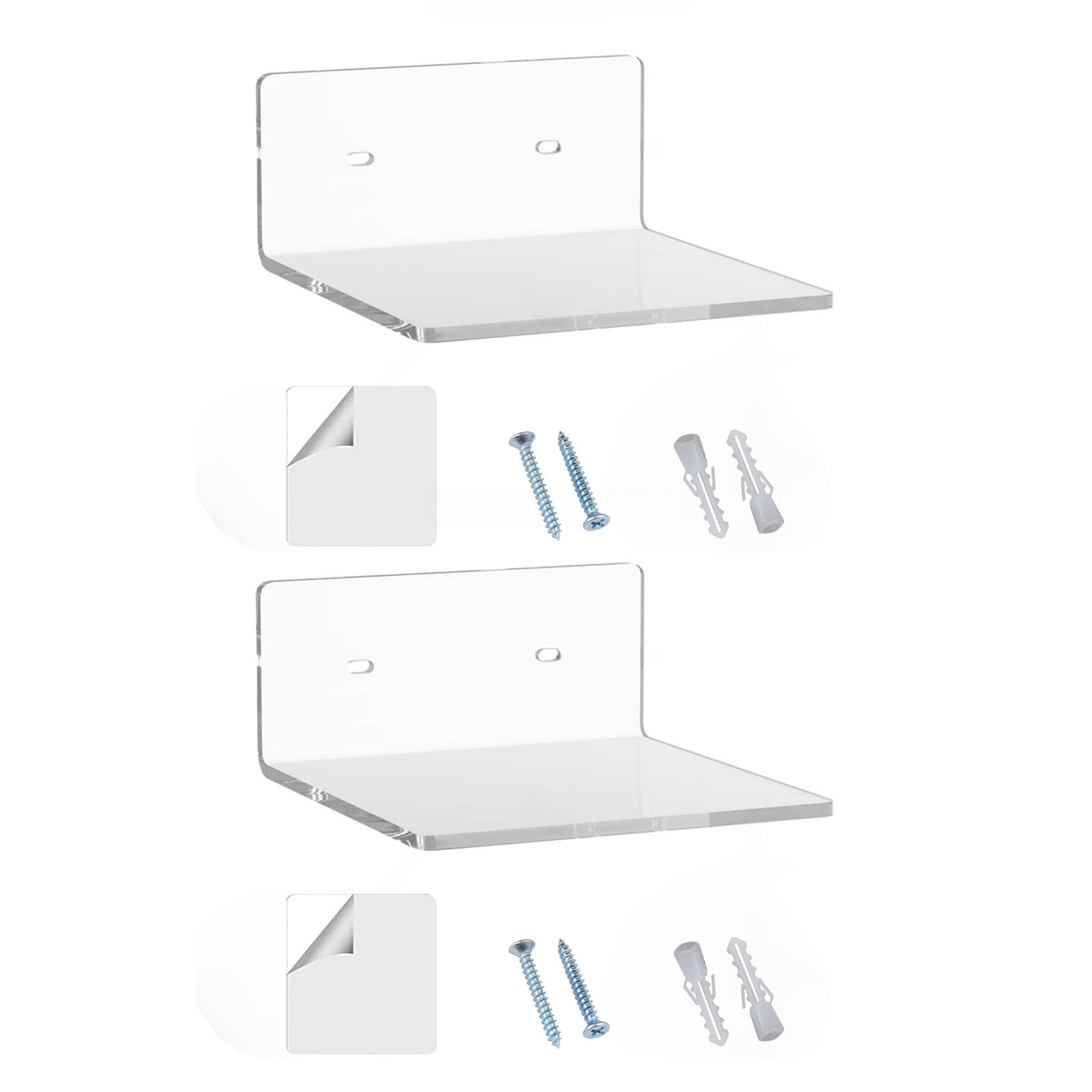 Set of 2 Acrylic Floating Shelves Home Organization Multifunctional ...
