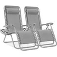 Set of 2 Adjustable Steel Mesh Zero Gravity Lounge Chair Recliners w ...