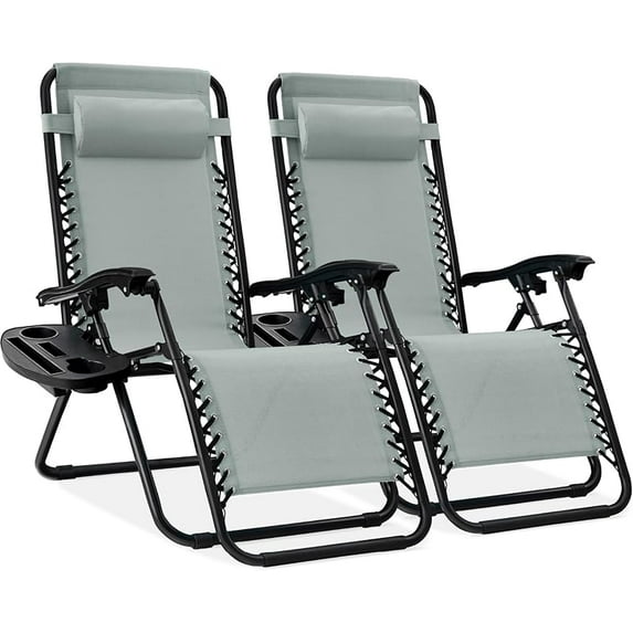 Set of 2 Adjustable Steel Mesh Zero Gravity Lounge Chair Recliners w ...