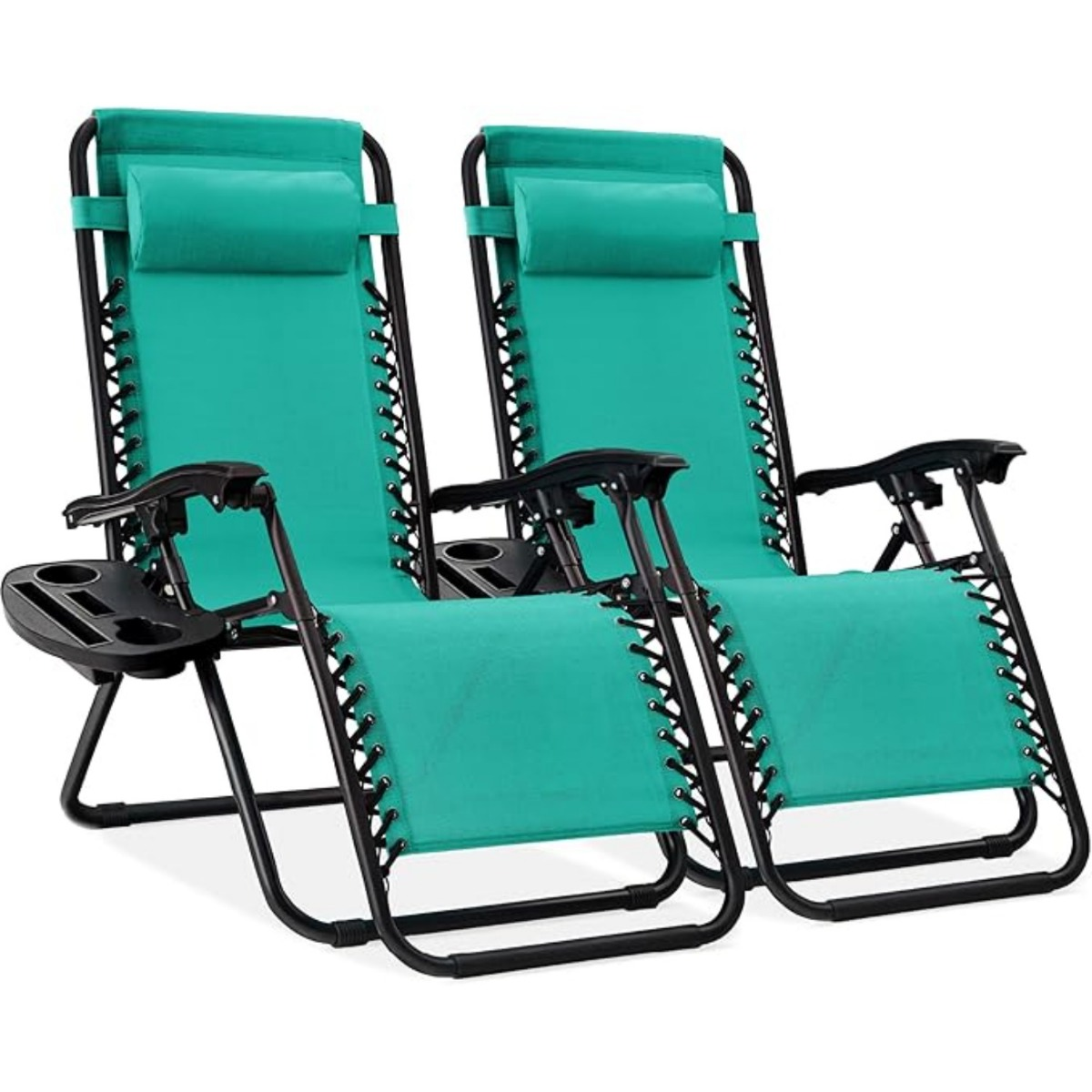 Set of 2 Adjustable Steel Mesh Zero Gravity Lounge Chair Recliners w ...