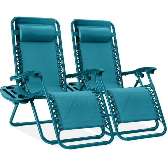 Set of 2 Adjustable Steel Mesh Zero Gravity Lounge Chair Recliners w ...