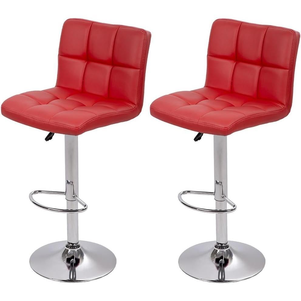 Set of 2, Adjustable Swivel Bar Stools, Counter Height with Back PU Leather Armless Hydraulic ...