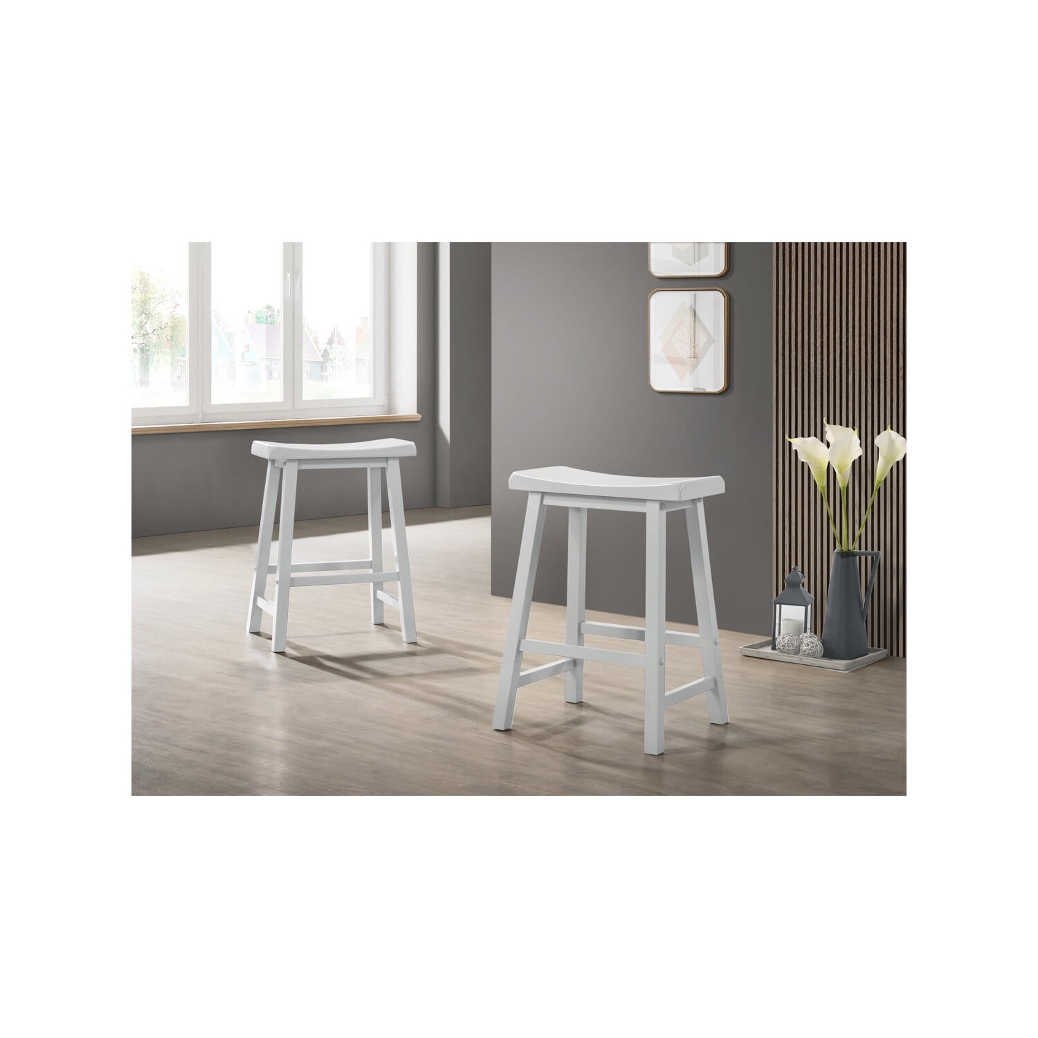 Set of 2 Alonzo White Backless Ergonomic Counter Height Stool - Walmart.com
