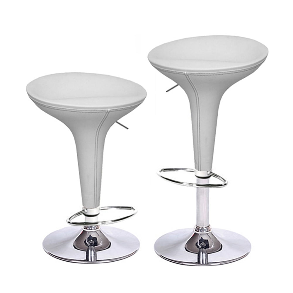 Set of 2 Alpha "Leather" Contemporary Bombo Style Adjustable Barstool ...