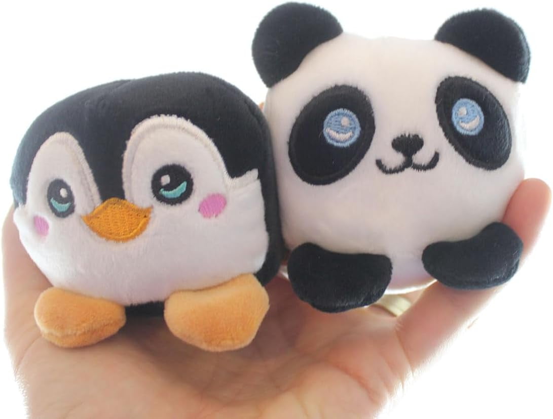 Set of 2 Animals - Penguin and Panda - Cute Ball Plush Stuffed Animals ...