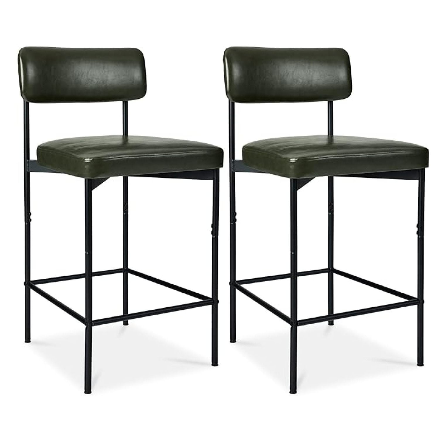 Set of 2, Armless Counter Height Bar Stools, PU Faux Leather Stools for ...