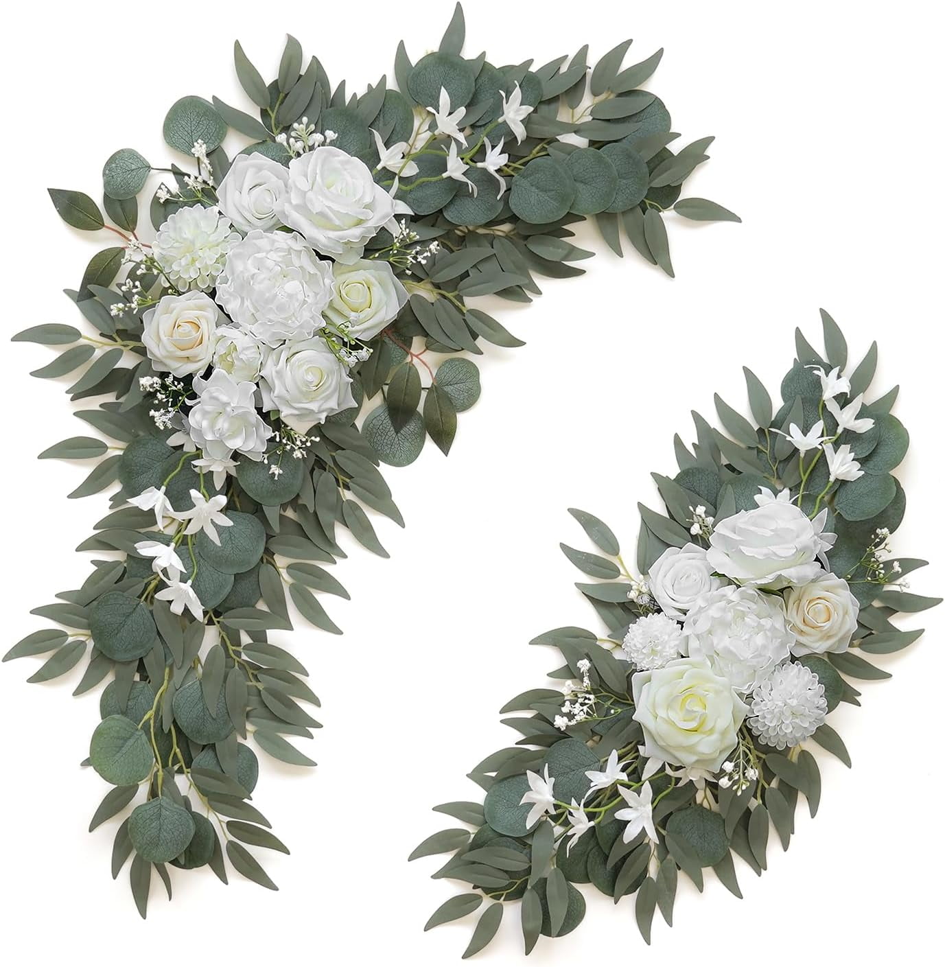 Set of 2 Artificial Flower Swags for Wedding Welcome Signs, White ...