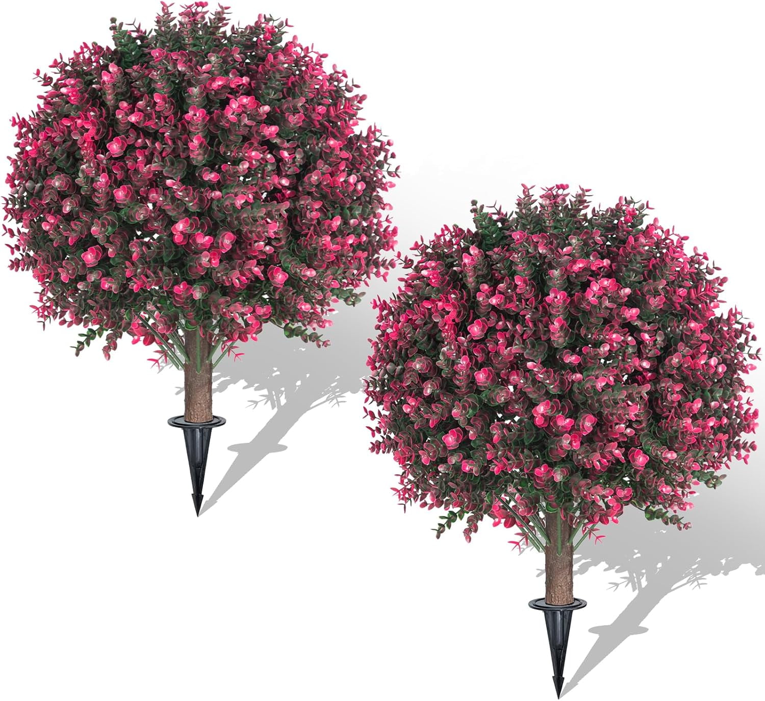 Set of 2 Artificial Rose Boxwood Topiary Ball Bush for Outdoor with ...