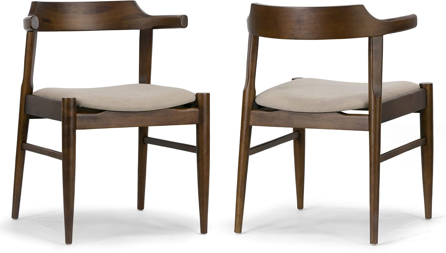 Set of 2 Atlas Retro Modern Dark Brown Wood Chair with Curved Back ...