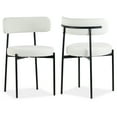 Set of 2 Avrom White Boucle Fabric Dining Chair with Black Metal Iron ...