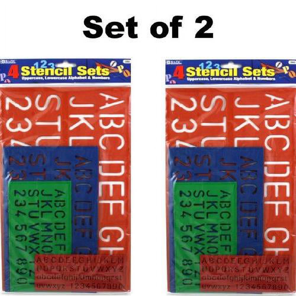 Set of 2 BAZIC 10, 17, 27, 40 mm Size Lettering Stencil Sets, - Walmart.com