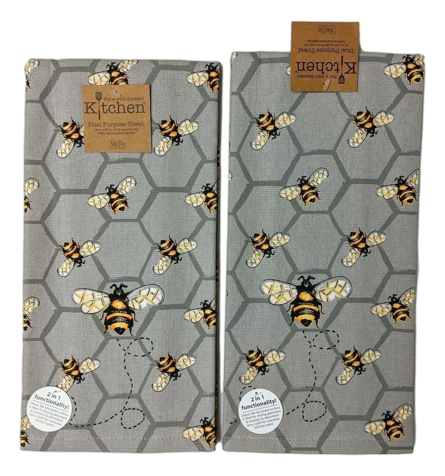 Kay Dee Designs - BEE INSPIRED Set of 2 Honey Bee Terry Kitchen Towels ...