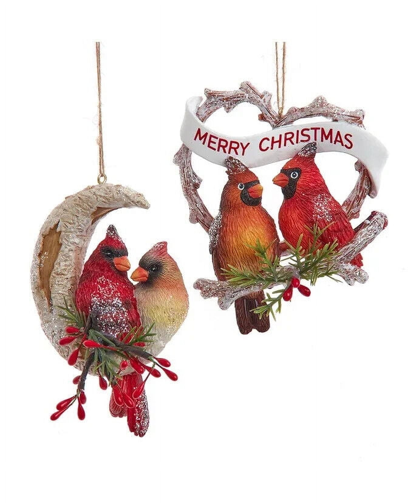 Set of 2 BIRCH BERRIES CARDINAL COUPLE Christmas Ornaments by Kurt ...