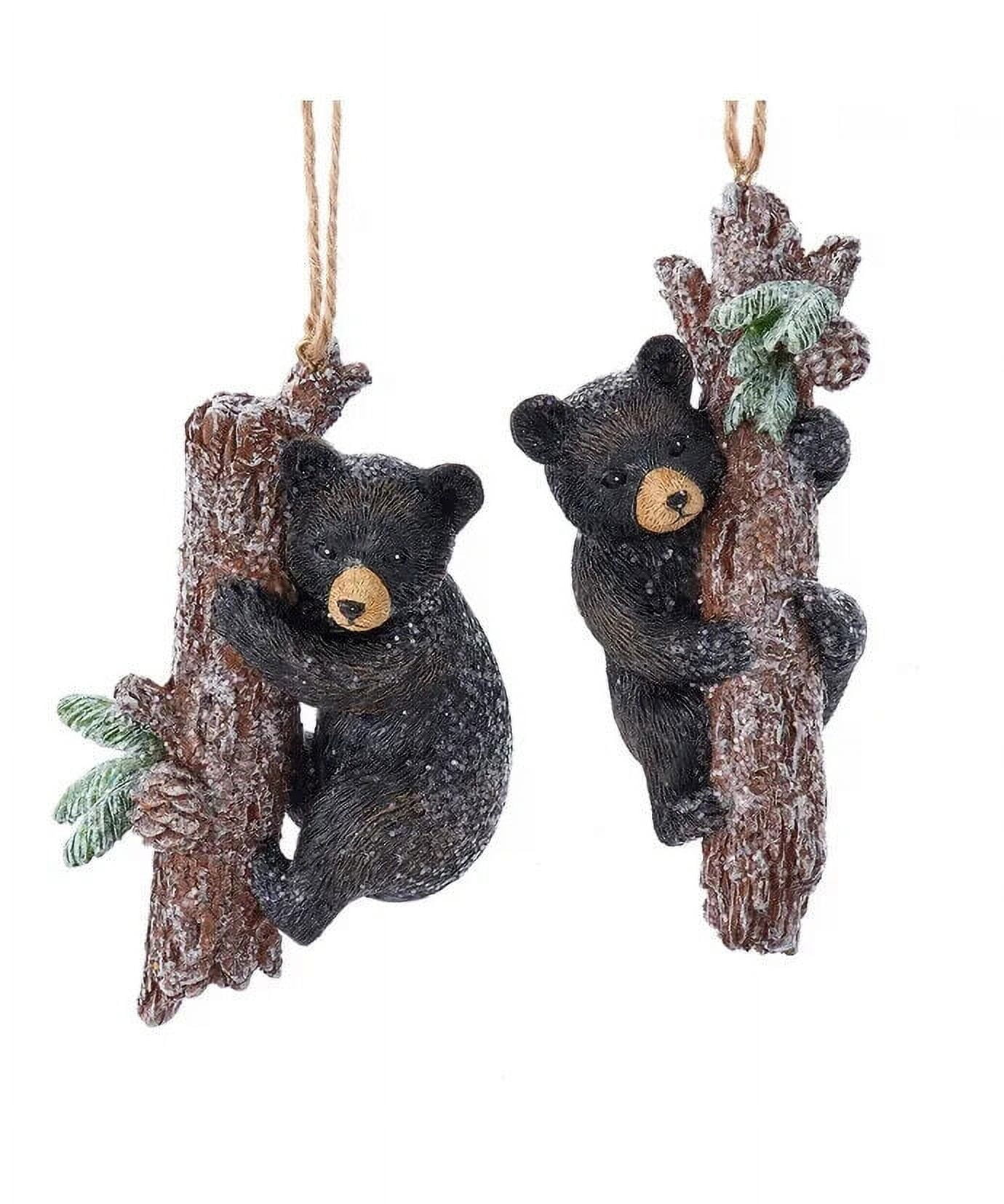 Set of 2 BLACK BEAR CUB Climbing Tree Christmas Ornament by Kurt Adler ...