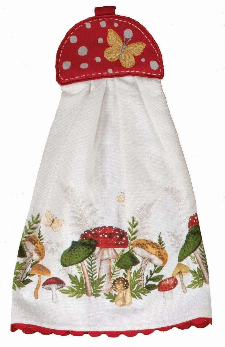 Set of 2 BOTANICAL MUSHROOM Terry Kitchen Tie Towels by Kay Dee Designs ...