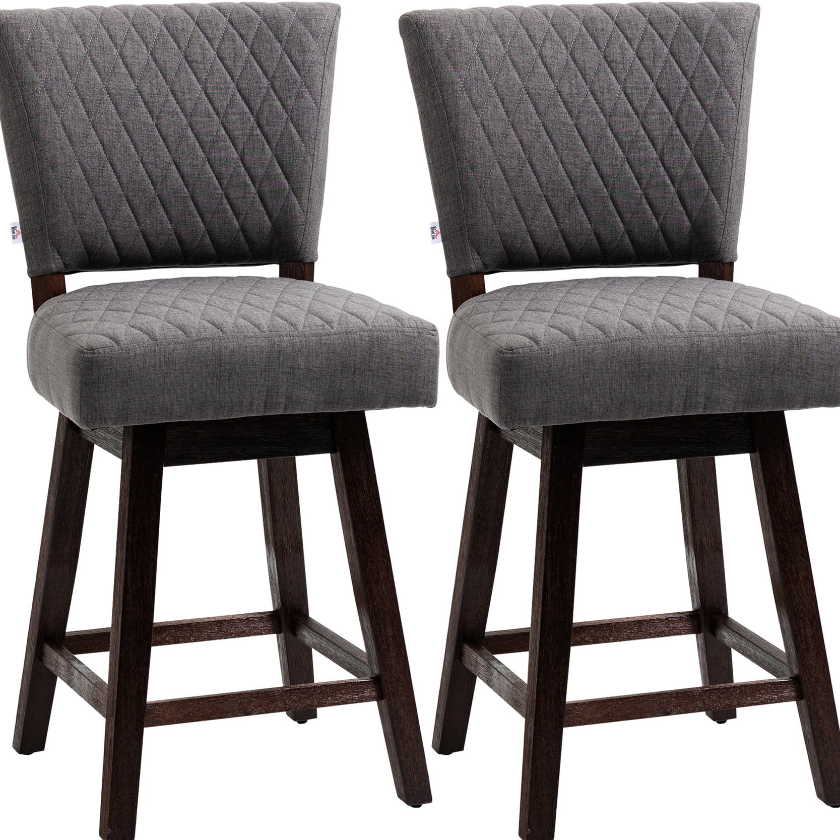 Set of 2 Bar Stools with Surrounding Foot Bars / Comfortable Posture in ...