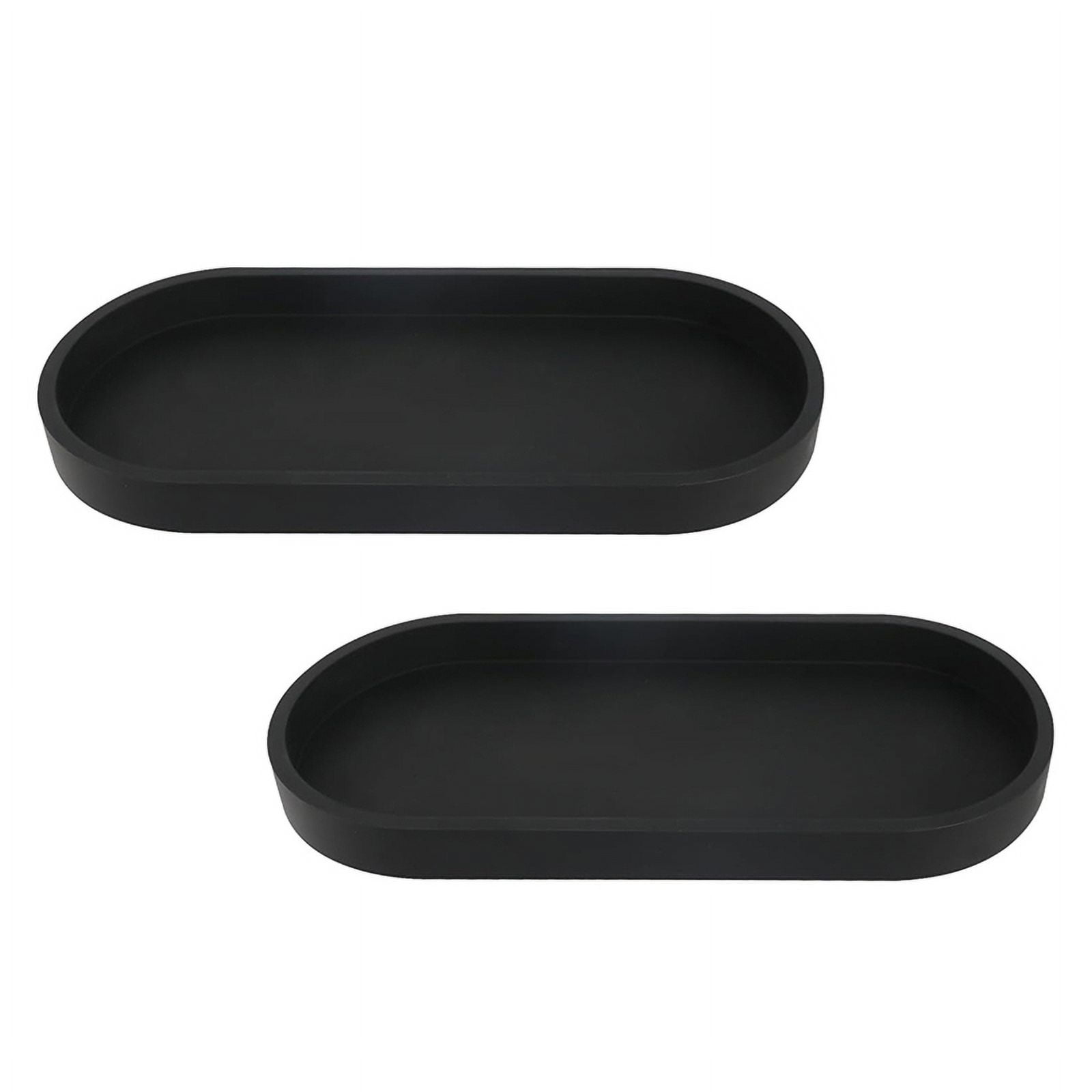 Set of 2 Bathroom Trays, Decorative Tray, Black Silicone Storage Small ...