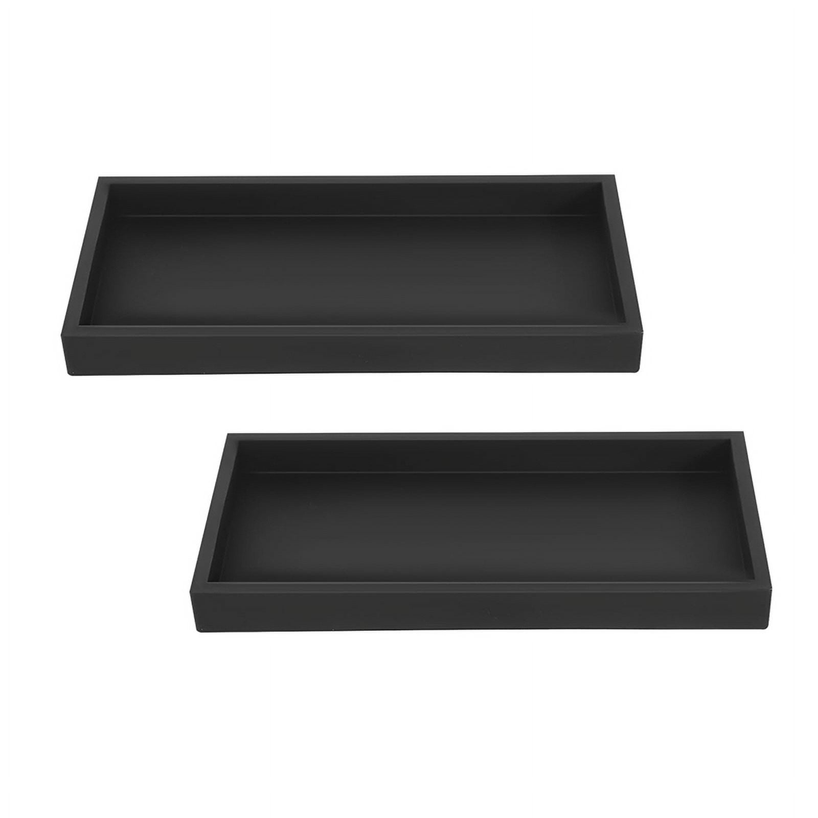 Set of 2 Bathroom Trays, Black Silicone Storage Tray(Rectangle ...