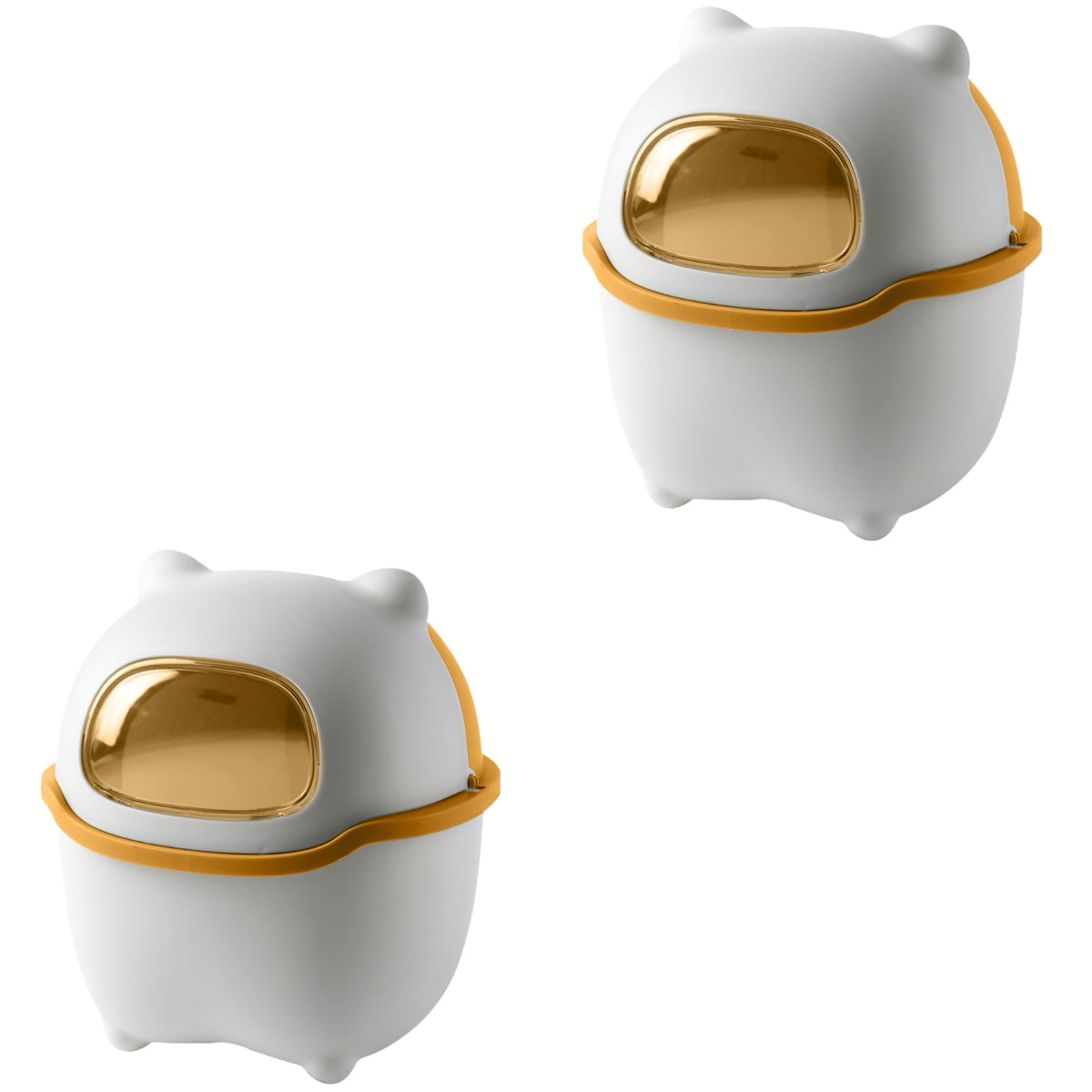 Set of 2 Bear Trash Can Mushroom Waste Bin Basket Animal Bins Office ...