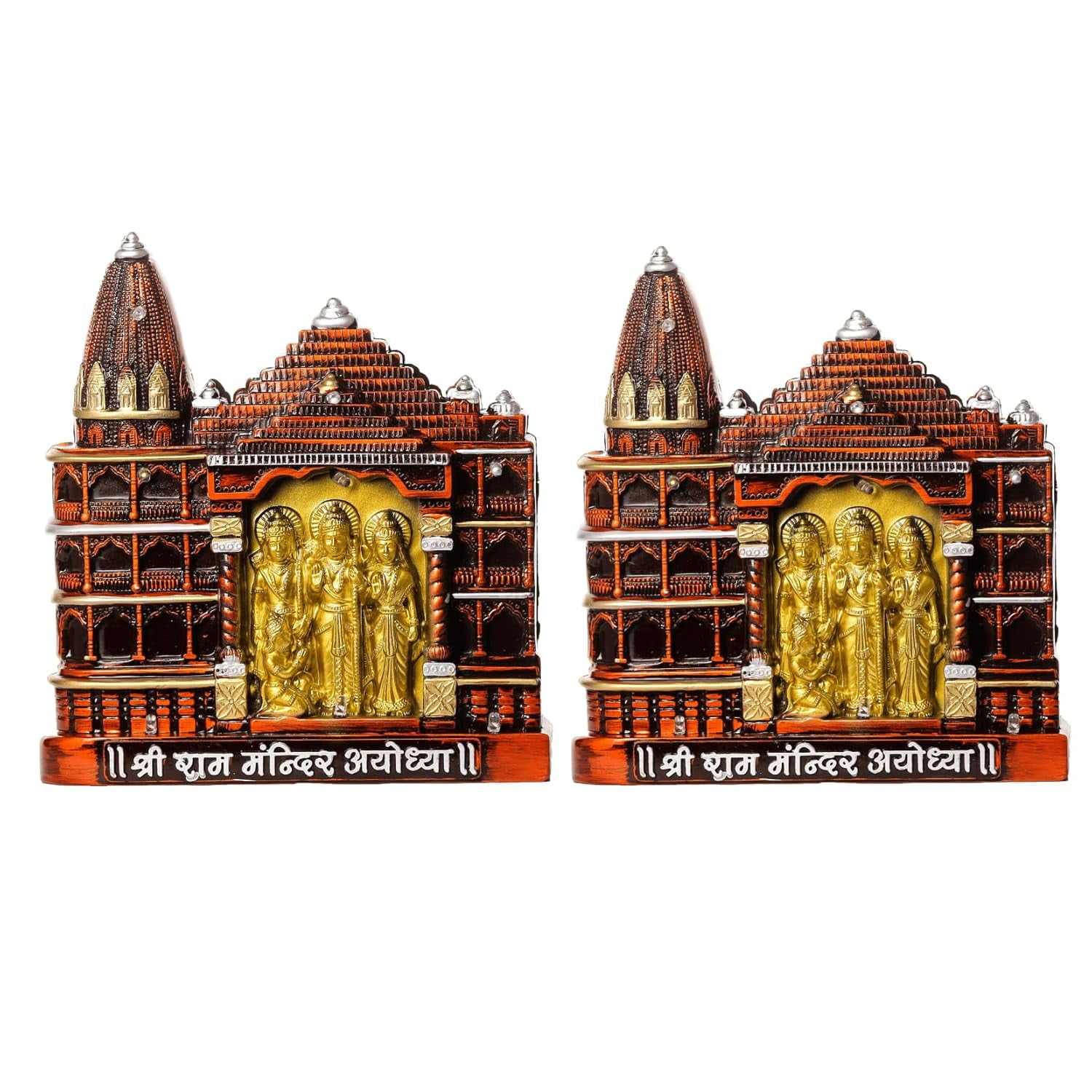 Set of 2 Beautiful Shri Ram Mandir Ayodhya Temple Model Lamp Home ...
