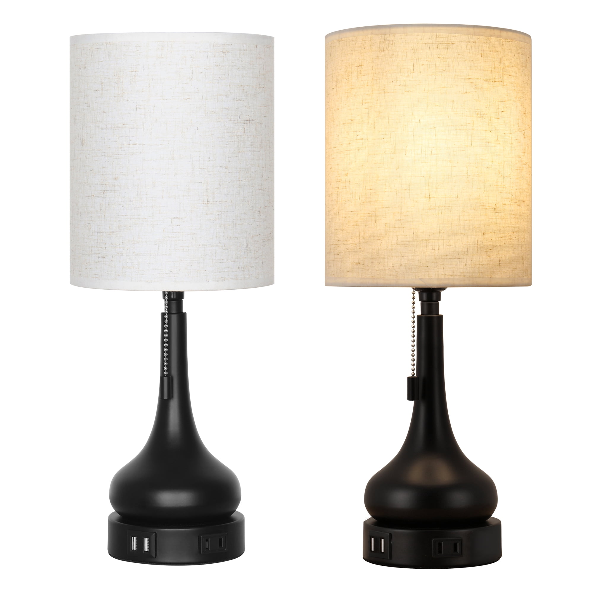 Bedside Lamps w/2 USB Ports - Stylish Pull Chain Switch - Walmart.com